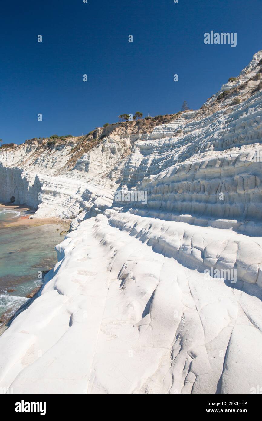 Realmonte, Agrigento, Sicily, Italy. Wide angle view along the dazzling ...