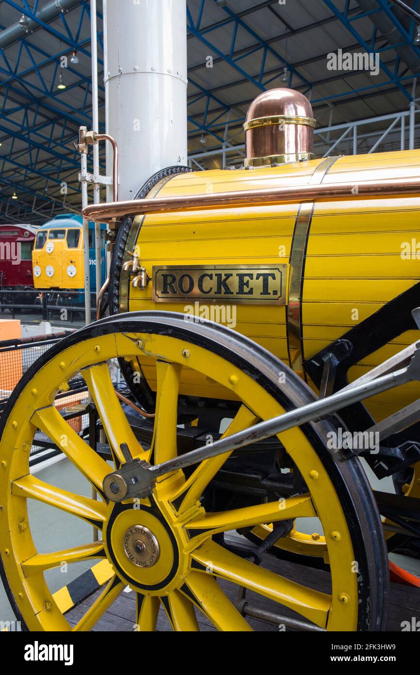 York, North Yorkshire, England. Working replica of Stephenson's Rocket ...