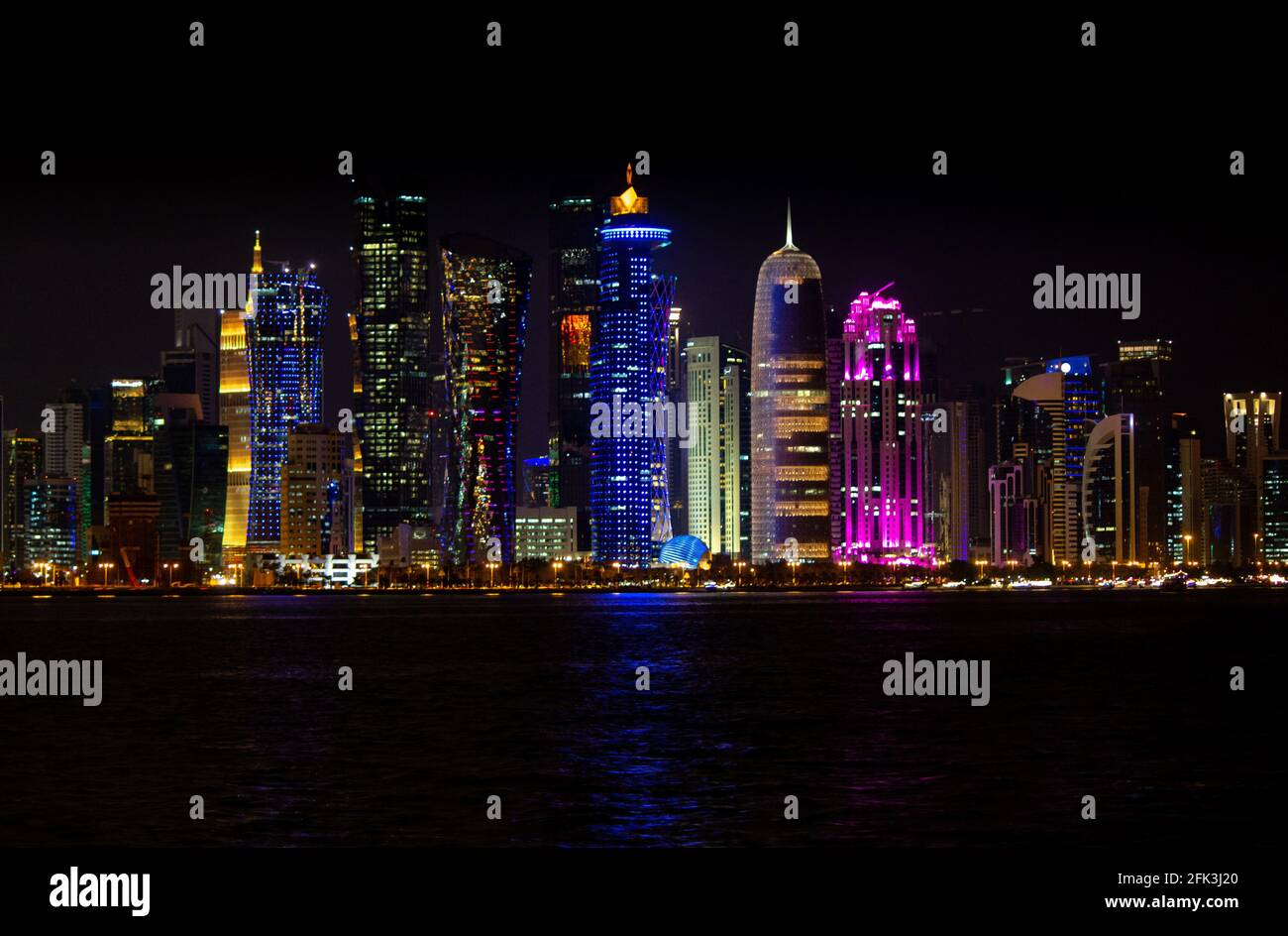 background image of qatar's capital city landmark . Business district ...