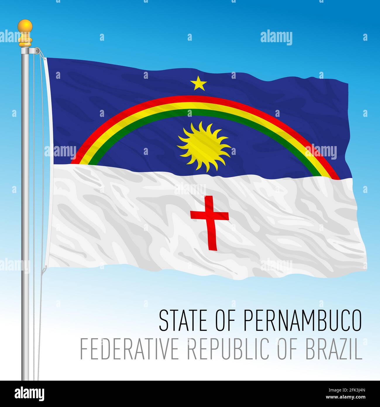 State of Pernambuco, official regional flag, Brazil, vector ...