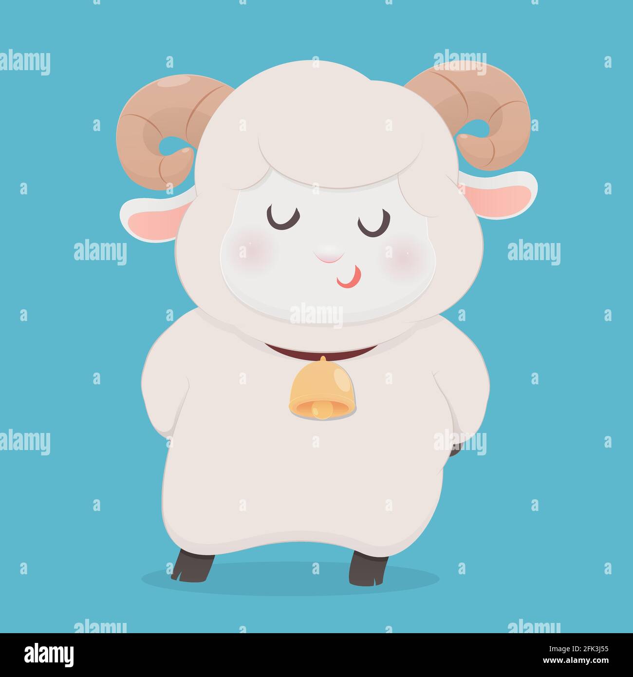 Cute sheep smiling, Vector flat line cartoon character illustration ...