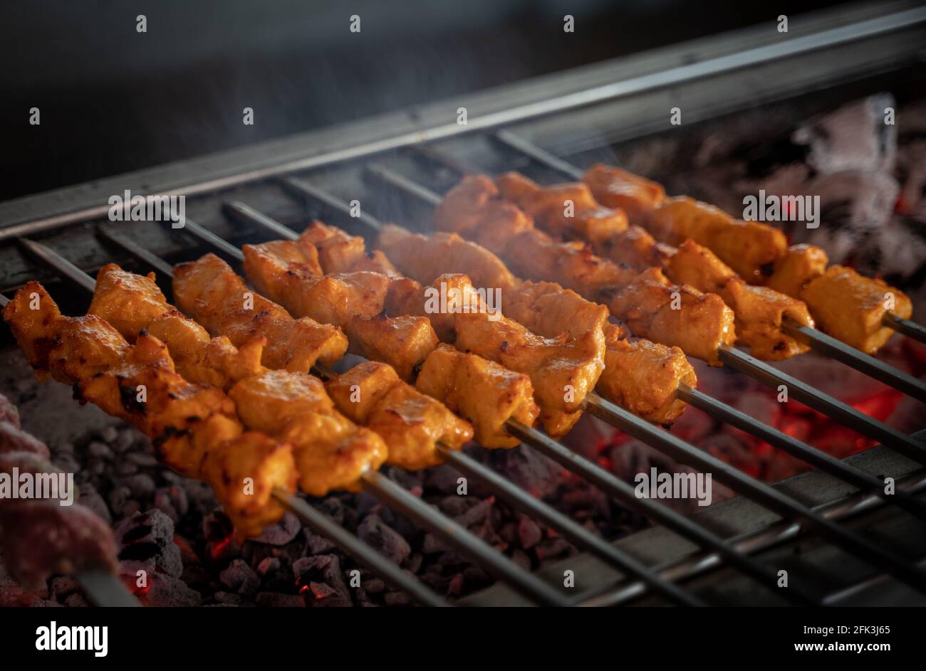 Arabic traditional food Shish taouk on the grill. traditional food ...