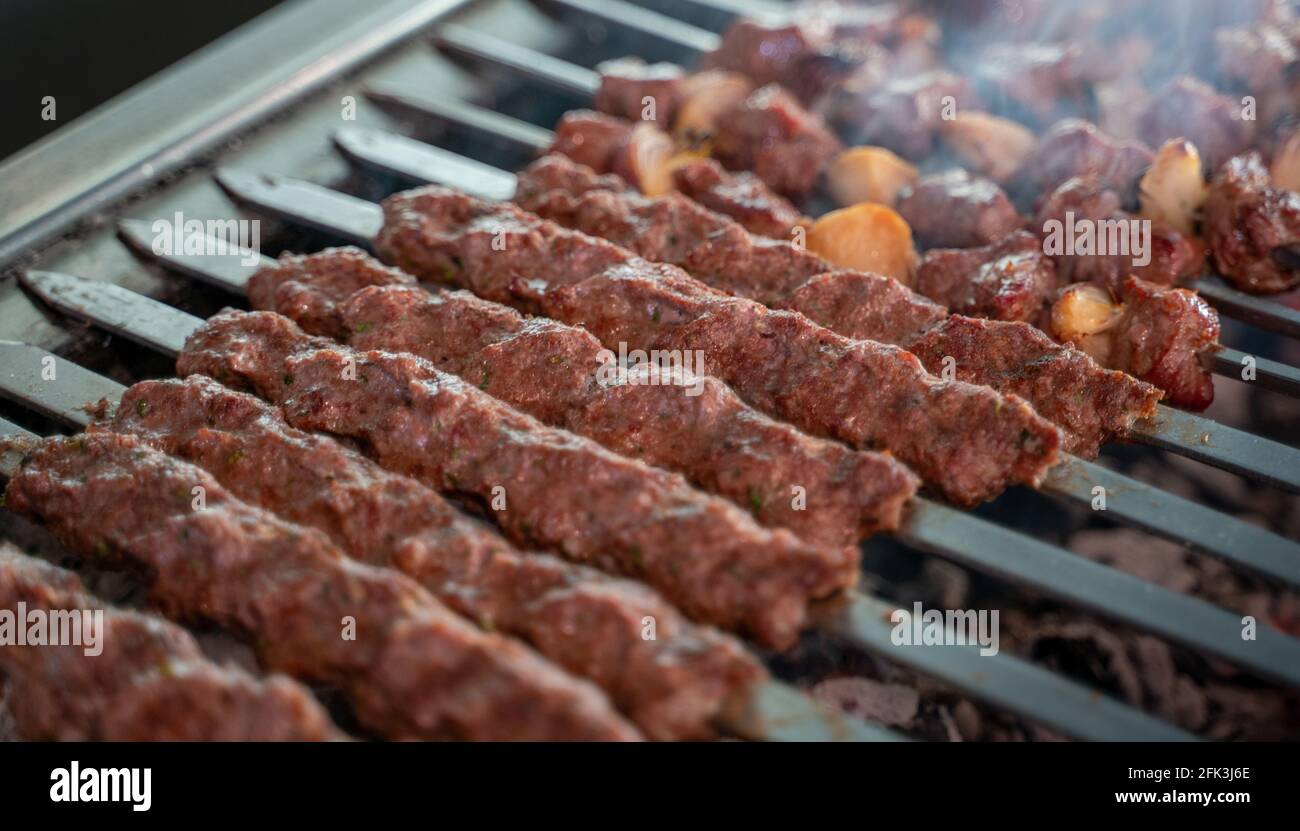 Arabic traditional food kufta on the grill Stock Photo - Alamy