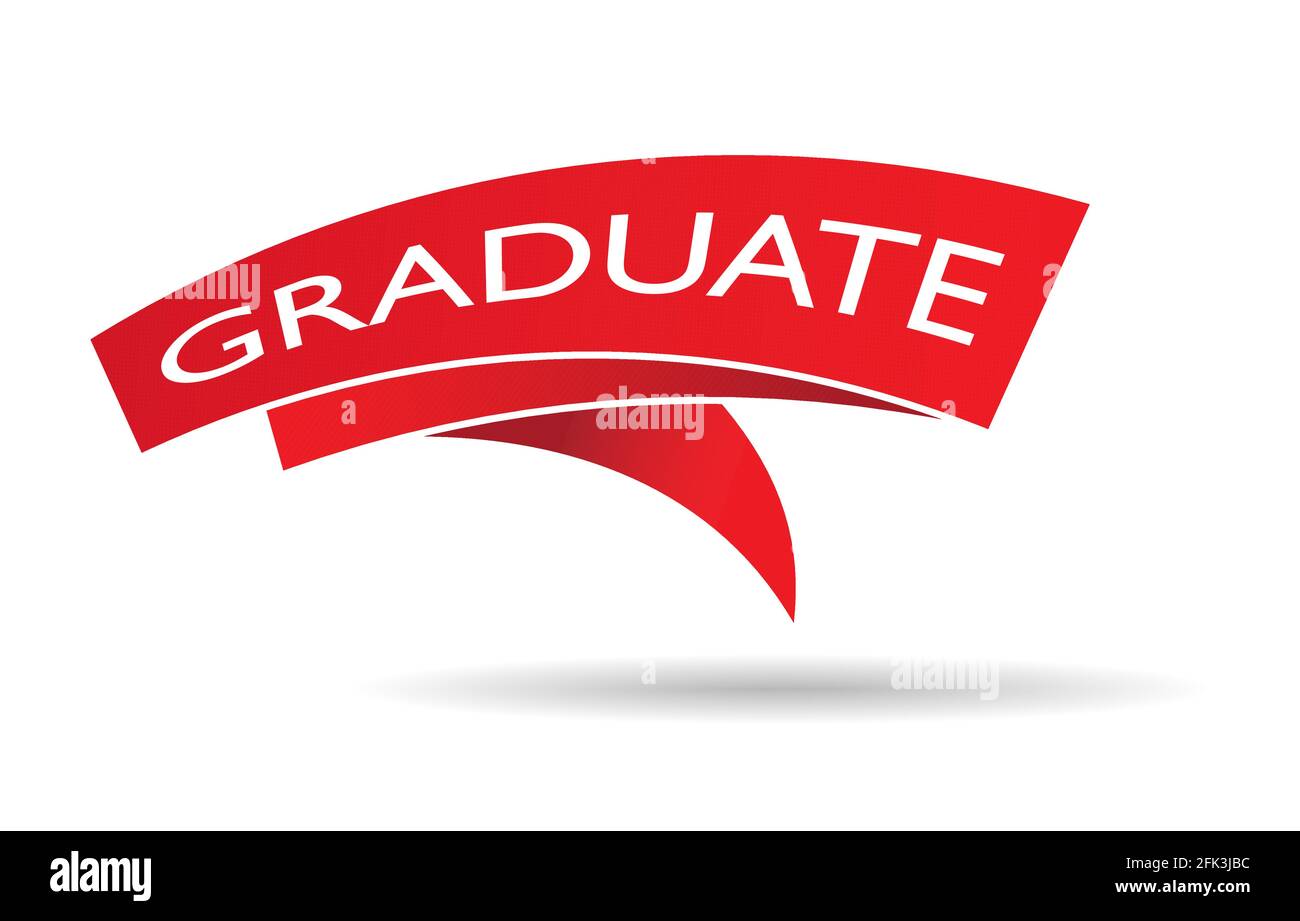 Red ribbon with the inscription GRADUATE for banners signage and ...