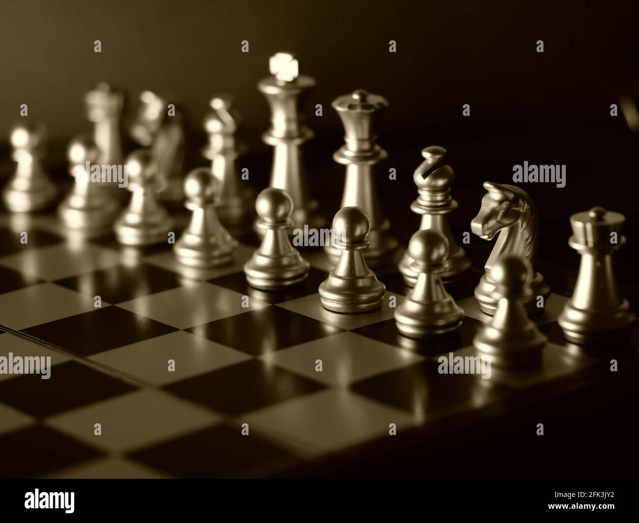 Chess tournament - silver chess figures on the chessboard Stock Photo ...