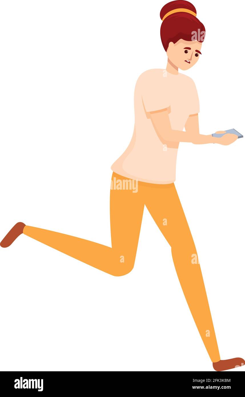 Running woman rush job icon. Cartoon of Running woman rush job vector ...