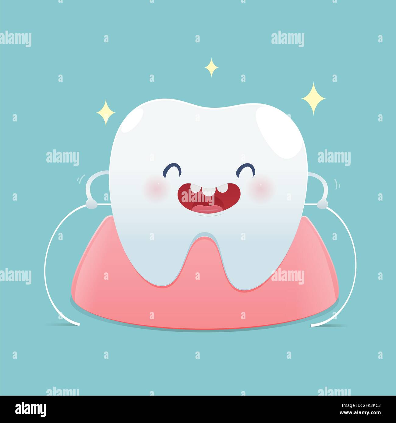 Brushing teeth flossing, Dental floss, illustration and vector design ...