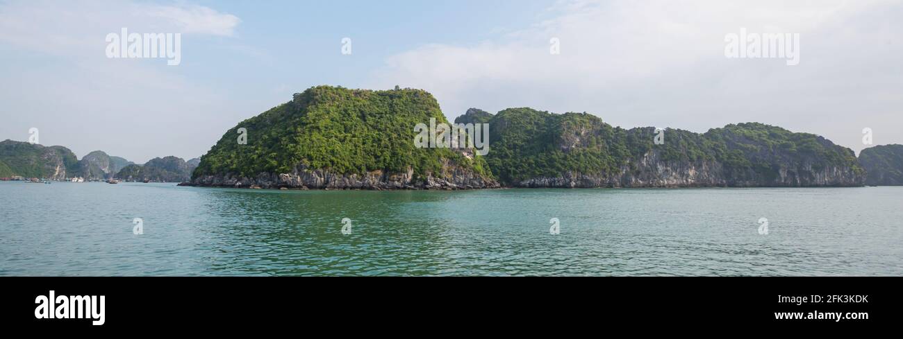 Beautiful natural cliffs in Ha Long Bay at the Gulf of Tonkin of the ...