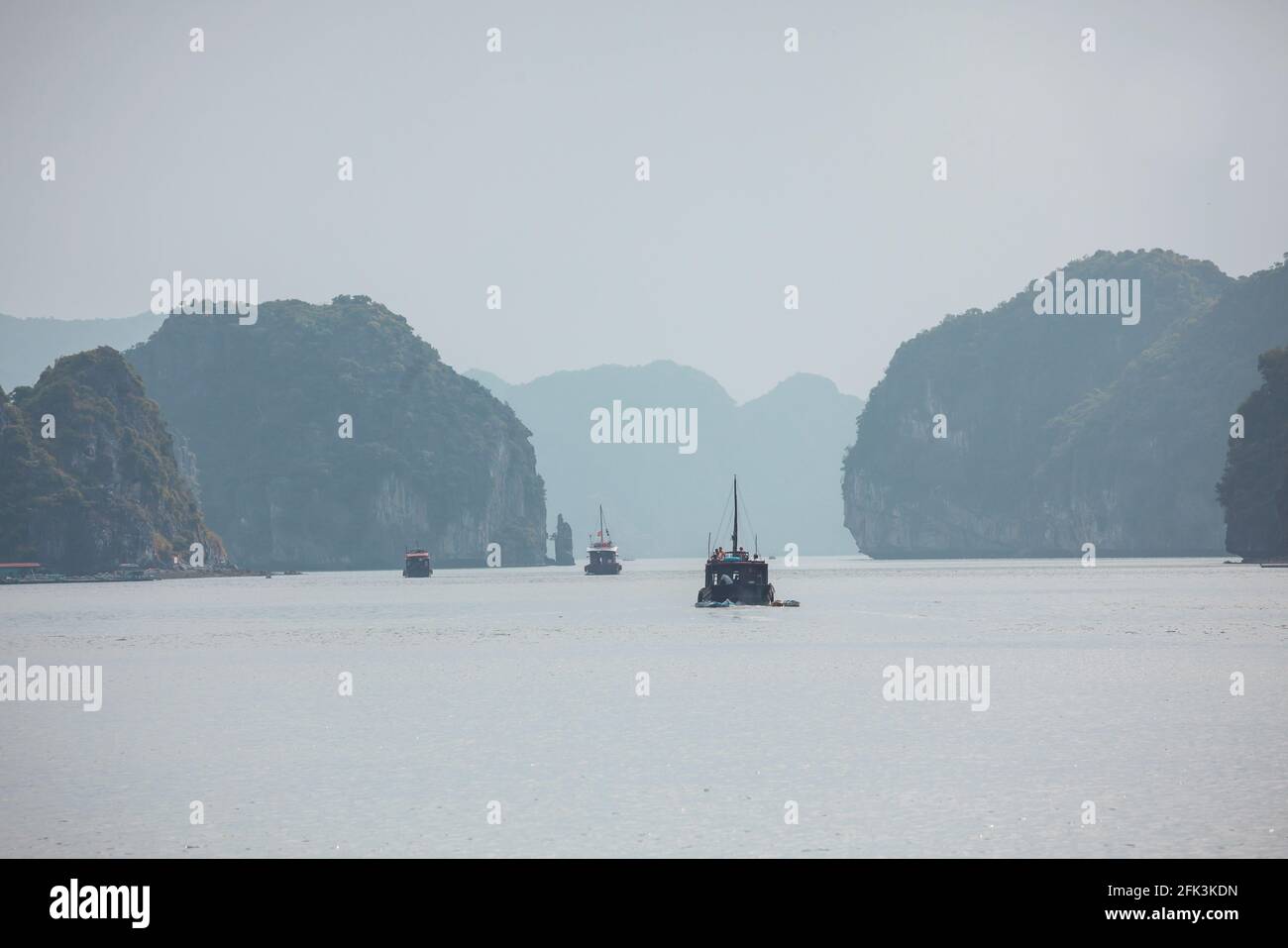 Beautiful natural cliffs in Ha Long Bay at the Gulf of Tonkin of the ...