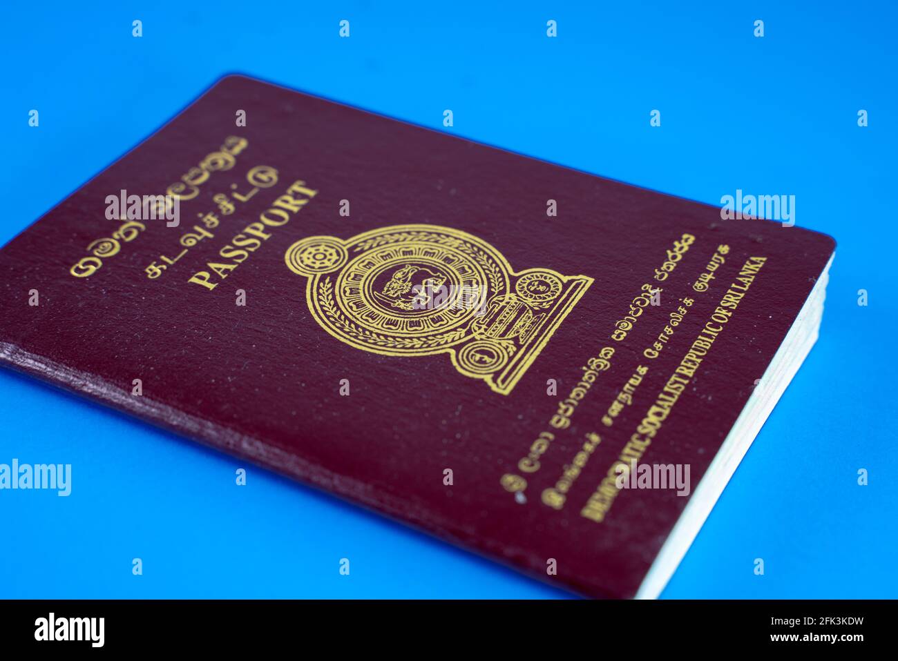 Background image of Srilankan passport on a blue background, Sri lanka ...