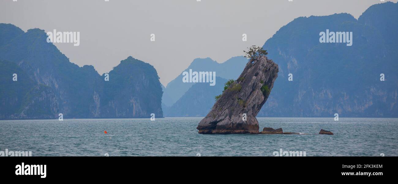 Beautiful natural cliffs in Ha Long Bay at the Gulf of Tonkin of the ...
