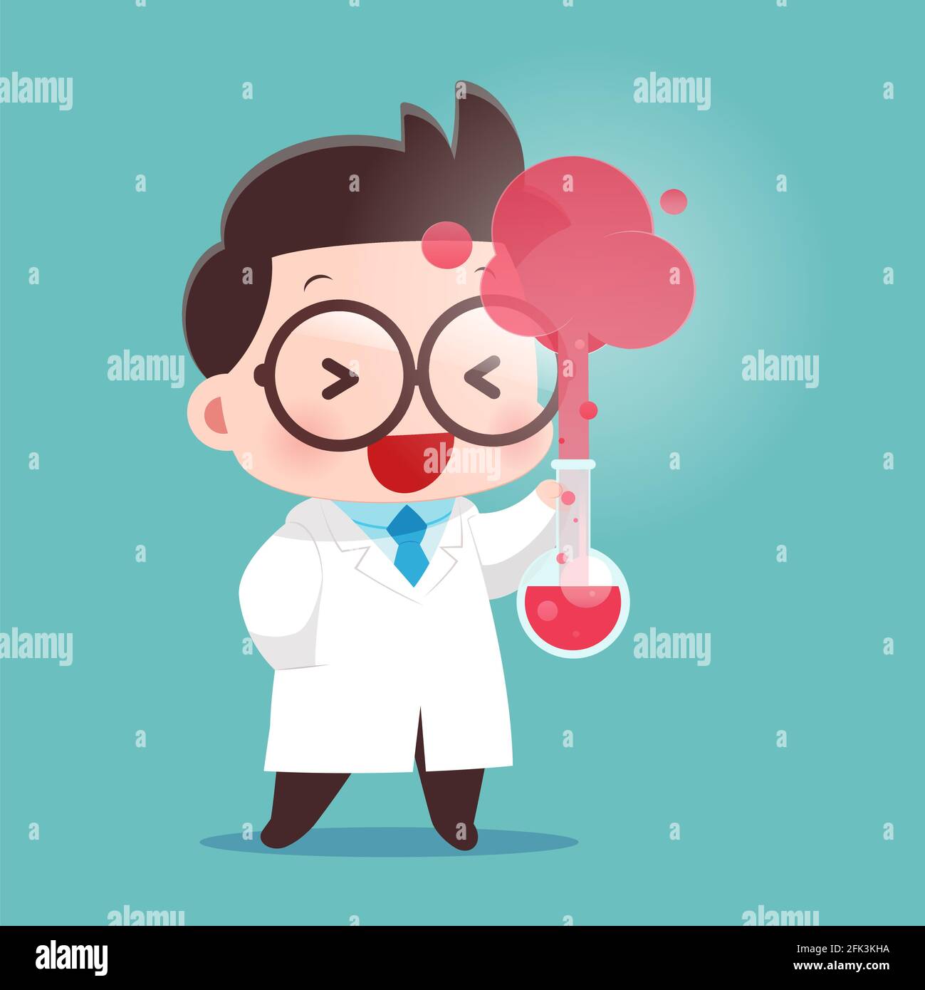 Cartoon Scientist With Test Tube And Science Experiments, Idea Concept ...