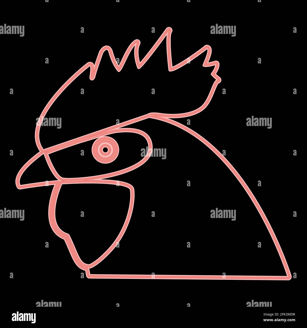 Neon rooster head it is the red color vector illustration flat style ...