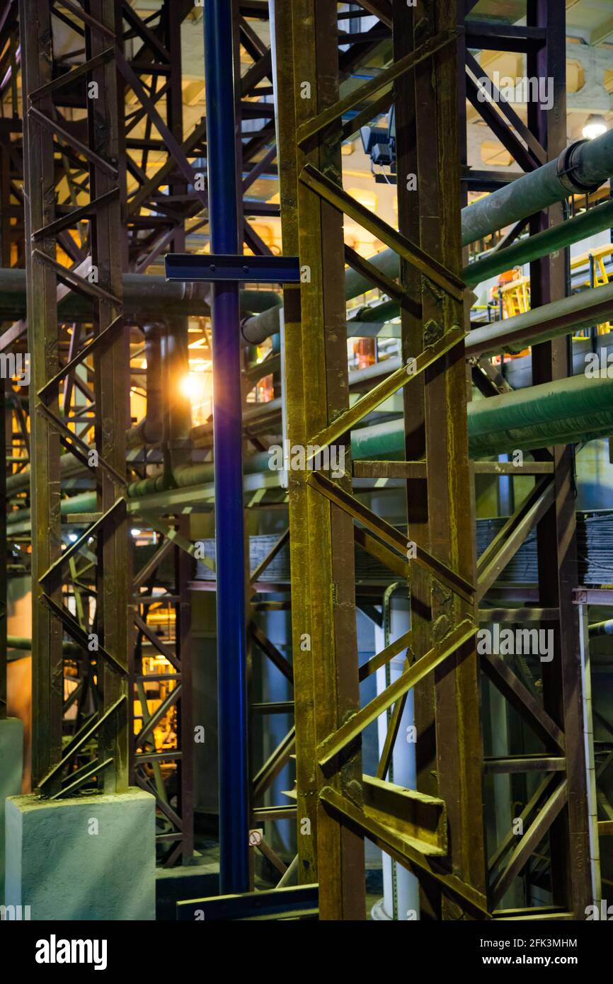 Steel factory girders structure element of second floor. Abstract ...