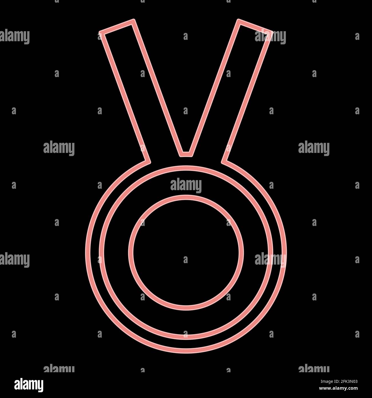 Neon medal it is the red color vector illustration flat style light ...