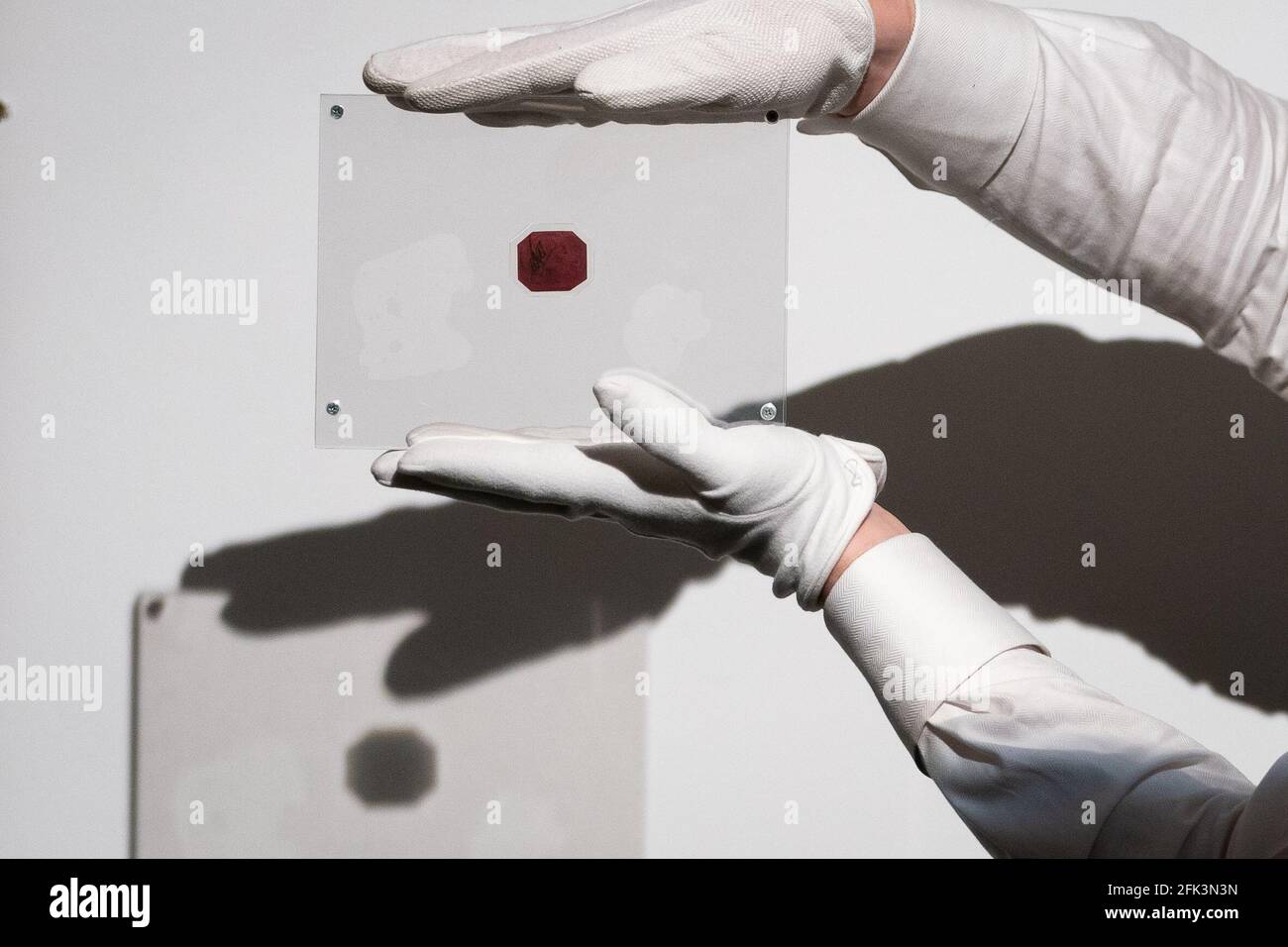 The British Guiana One-Cent Magenta stamp at Sotheby's in central ...