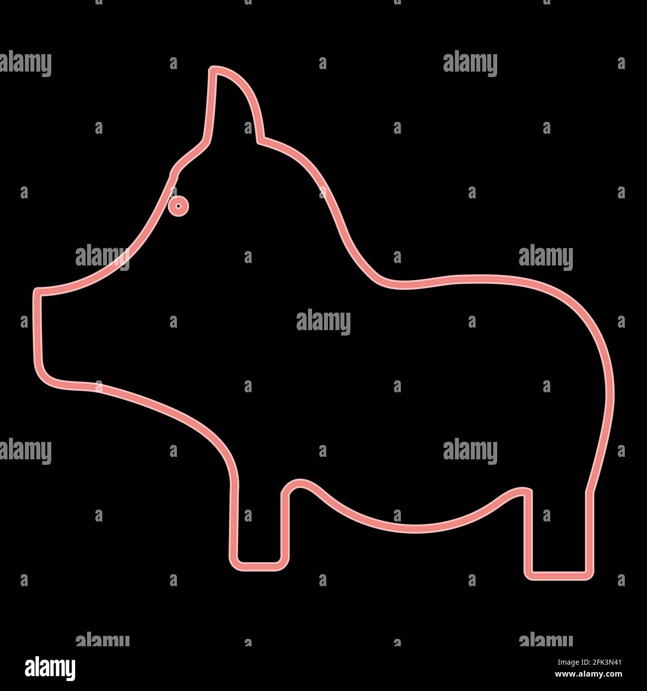 Neon pig it is the red color vector illustration flat style light image ...