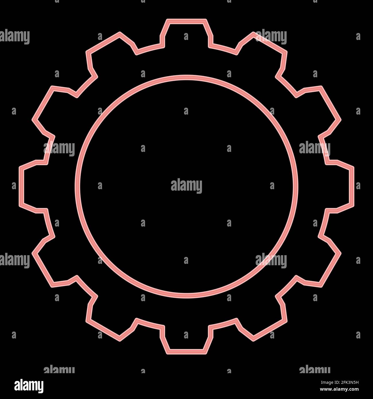 Neon gear it is the red color vector illustration flat style light ...