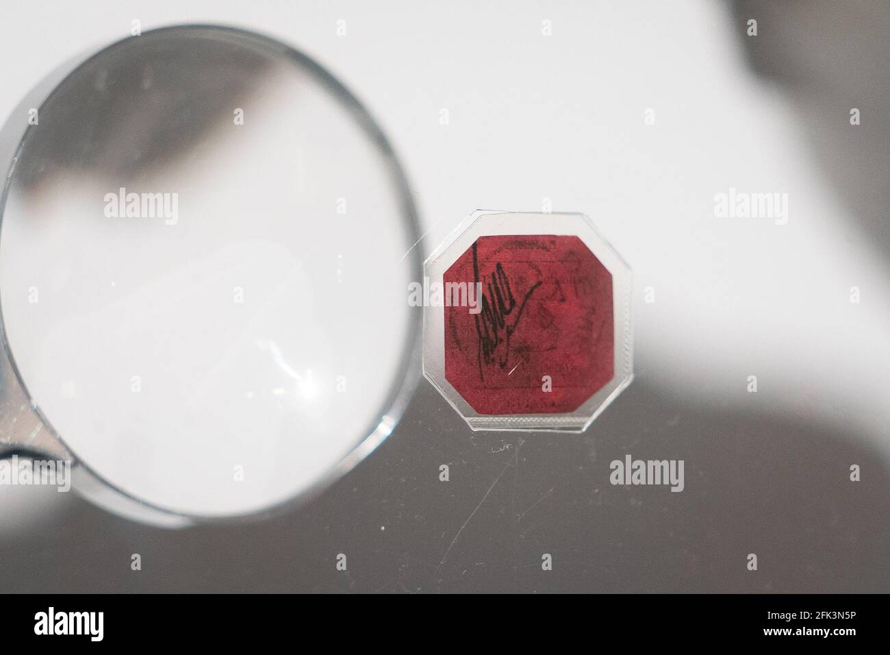 The British Guiana One-Cent Magenta stamp at Sotheby's in central ...