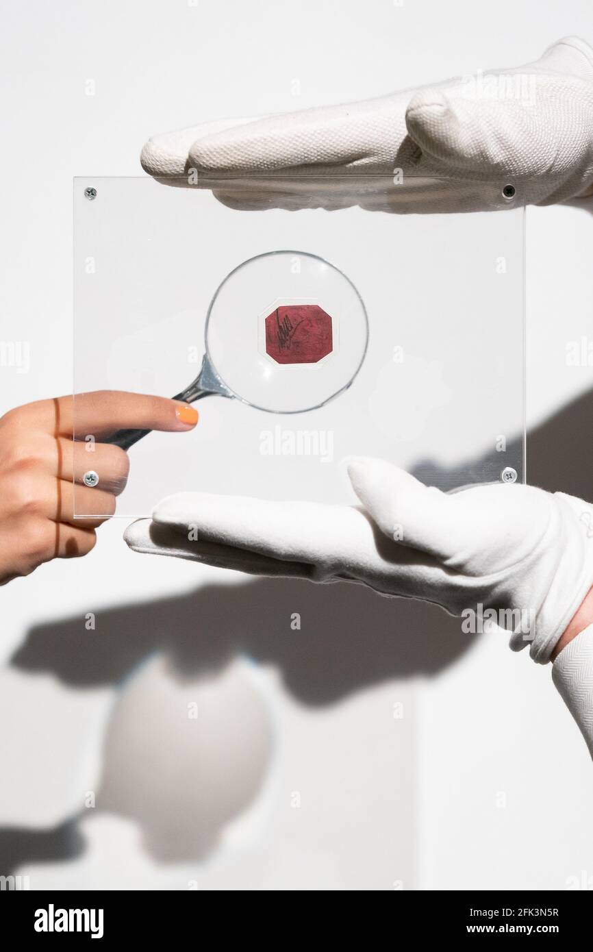 The British Guiana One-Cent Magenta stamp at Sotheby's in central ...