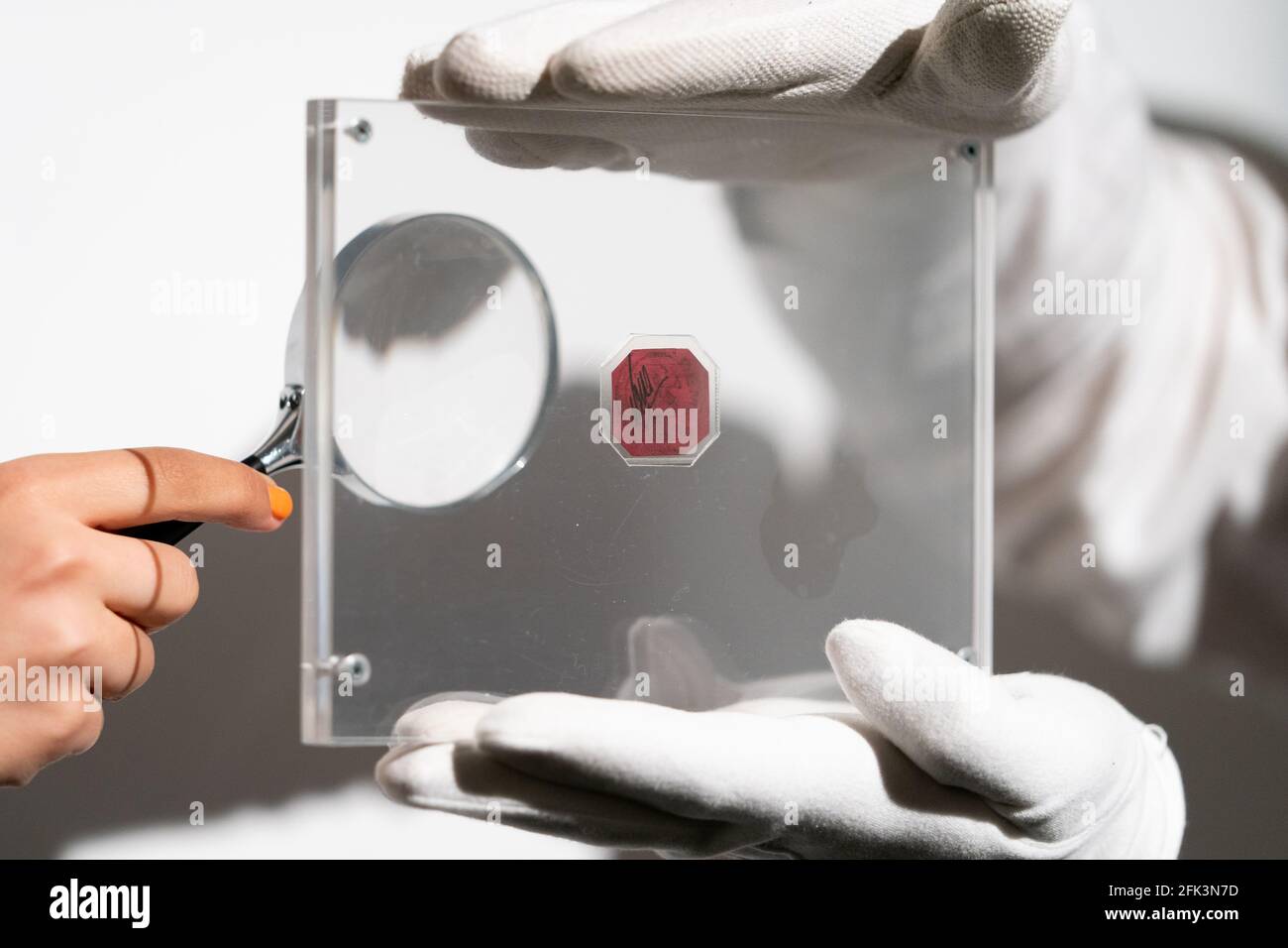 The British Guiana One-Cent Magenta stamp at Sotheby's in central ...
