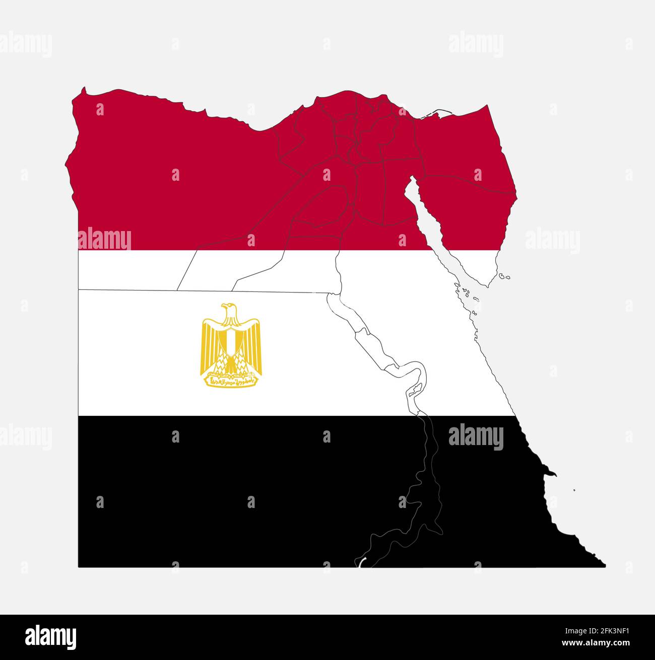 Map of the Egypt in the colors of the flag with administrative ...