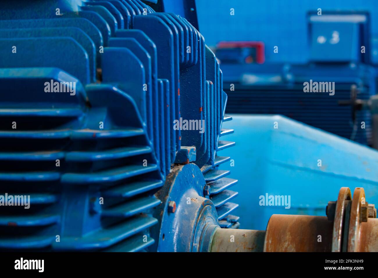 Electric motor and tubes of water treatment station. Pumping equipment ...