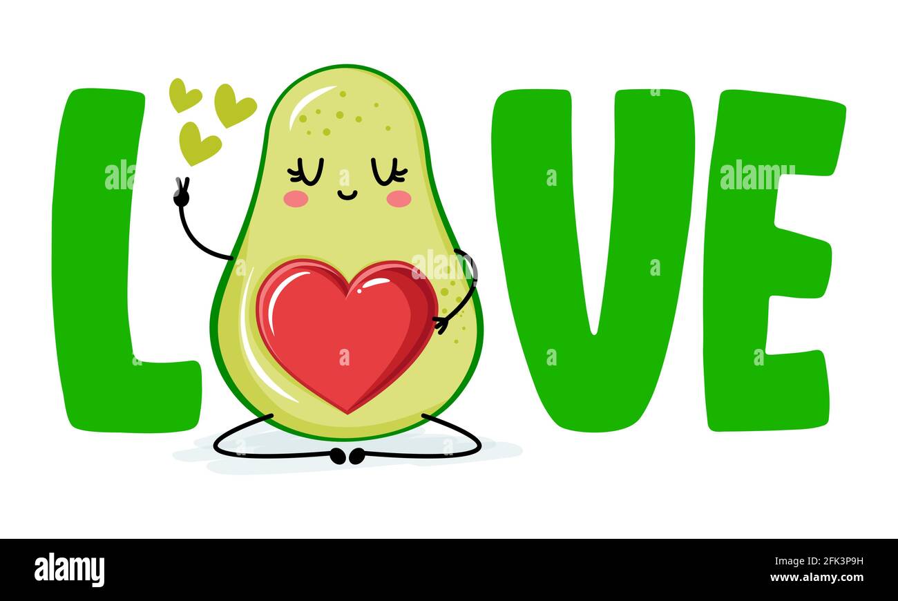 Love Avocado - Cute hand drawn avocado couple illustration kawaii style ...