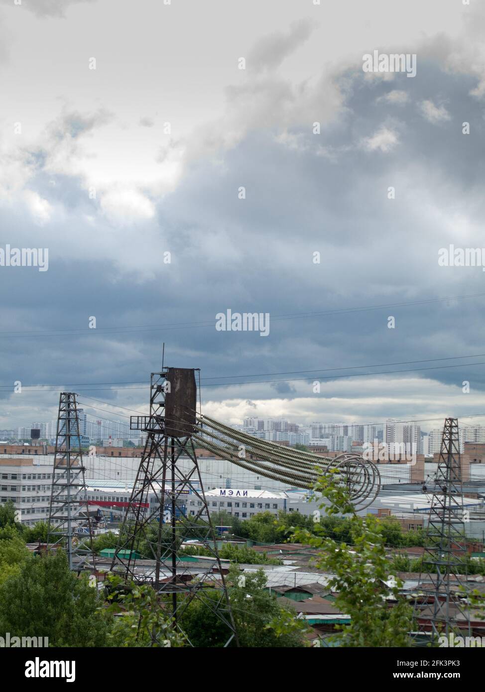 Moscow, Russia - June 17, 2009: High-voltage electric power line in the ...