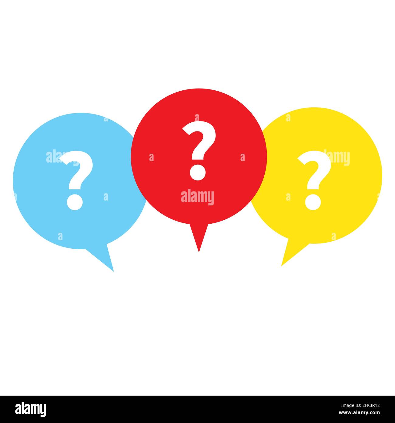 FAQ sign in white background. question mark with color speech bubbles ...