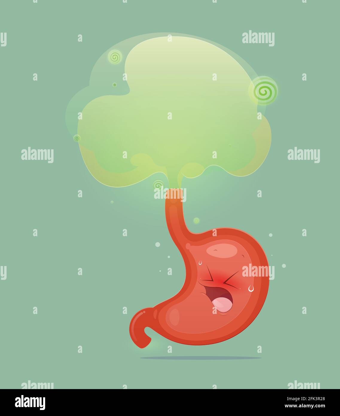 The stomach is fart because of acid in the stomach, Burping, Cartoon ...