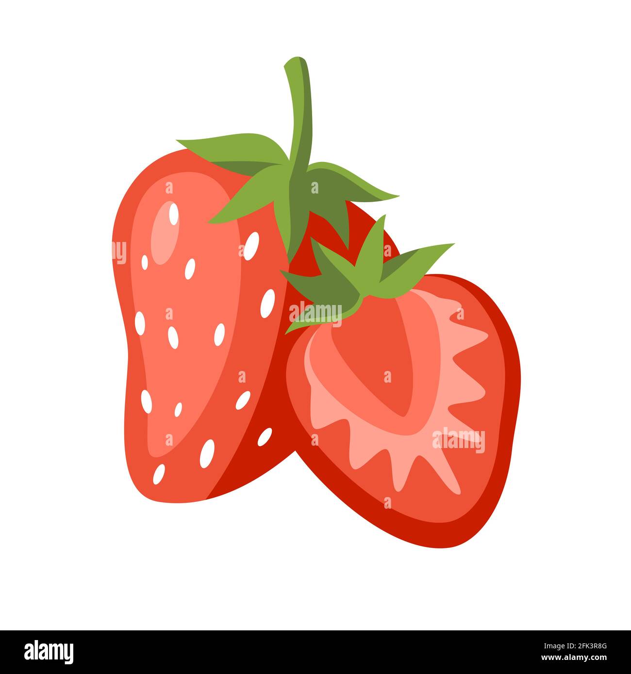 Hand drawn strawberry whole and slice isolated on white background red ... Hand drawn strawberry whole and slice isolated on white background red ...