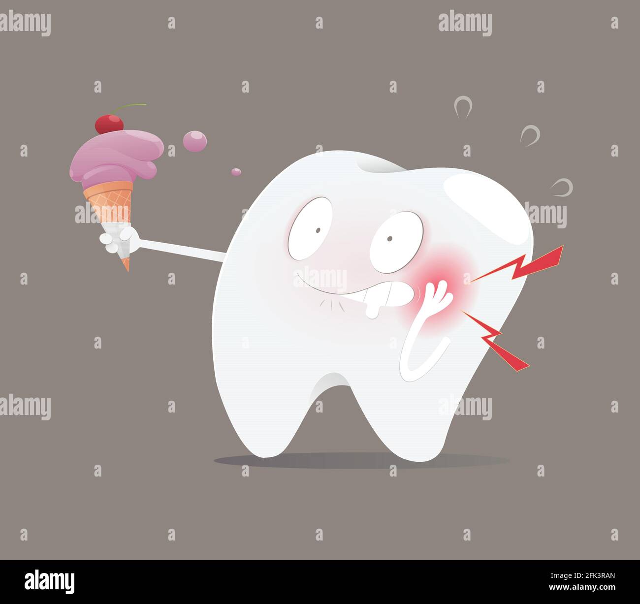 Illustration tooth eating ice cream make sensitive teeth, The concept ...