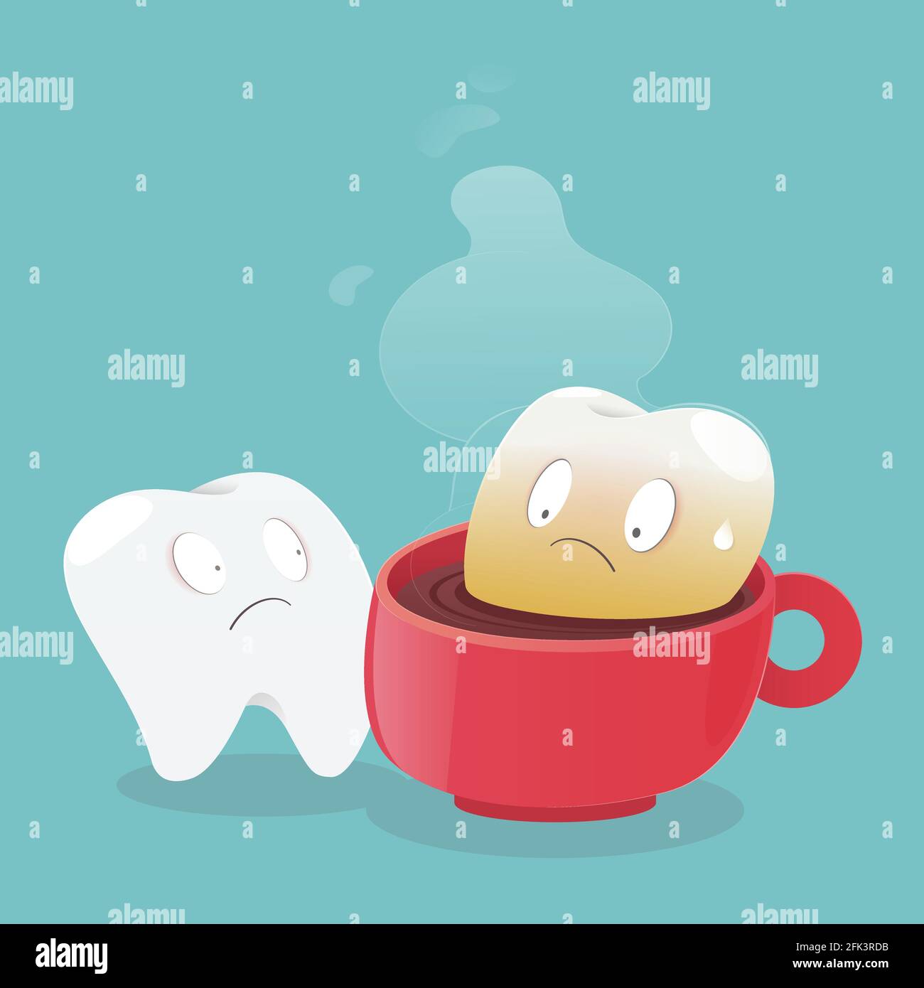 Cartoon teeth yellow on green background, Vector and illustration Stock ...