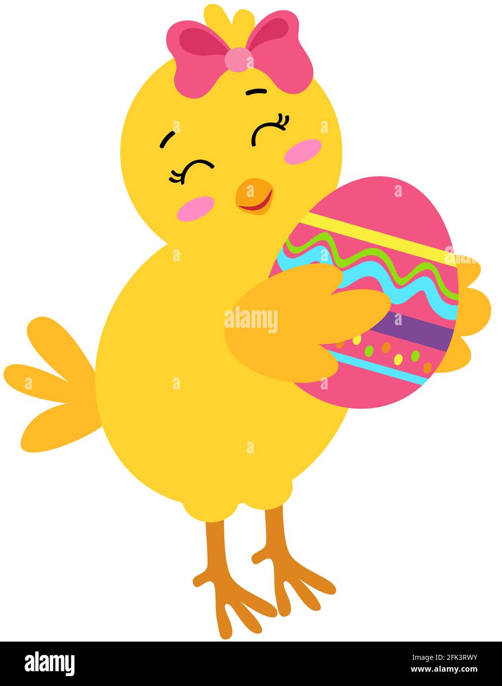 Yellow chick holding Easter egg Stock Photo - Alamy