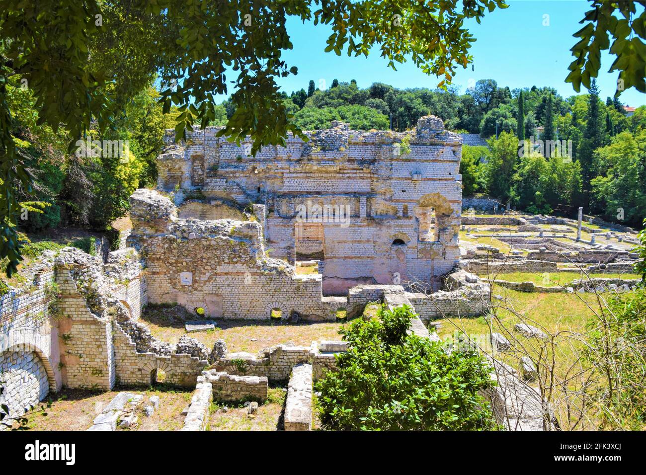Ancient Roman baths archaeological ruins in Cimiez, Nice, South of ...