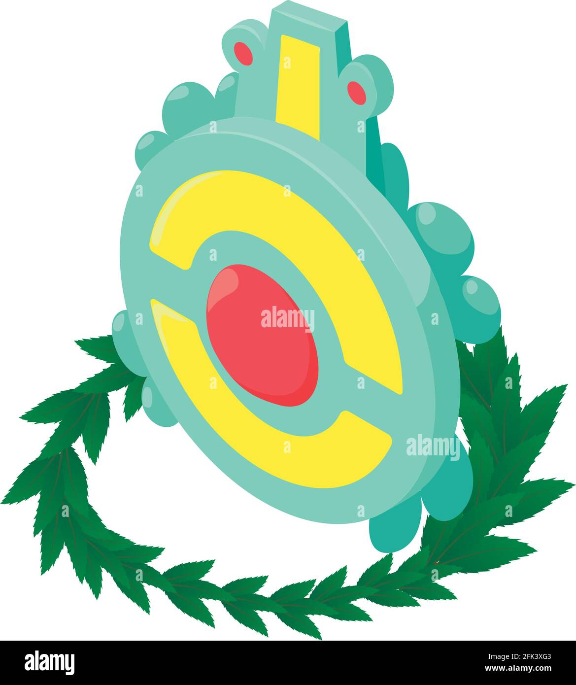 Round shield icon. Isometric illustration of round shield vector icon ...