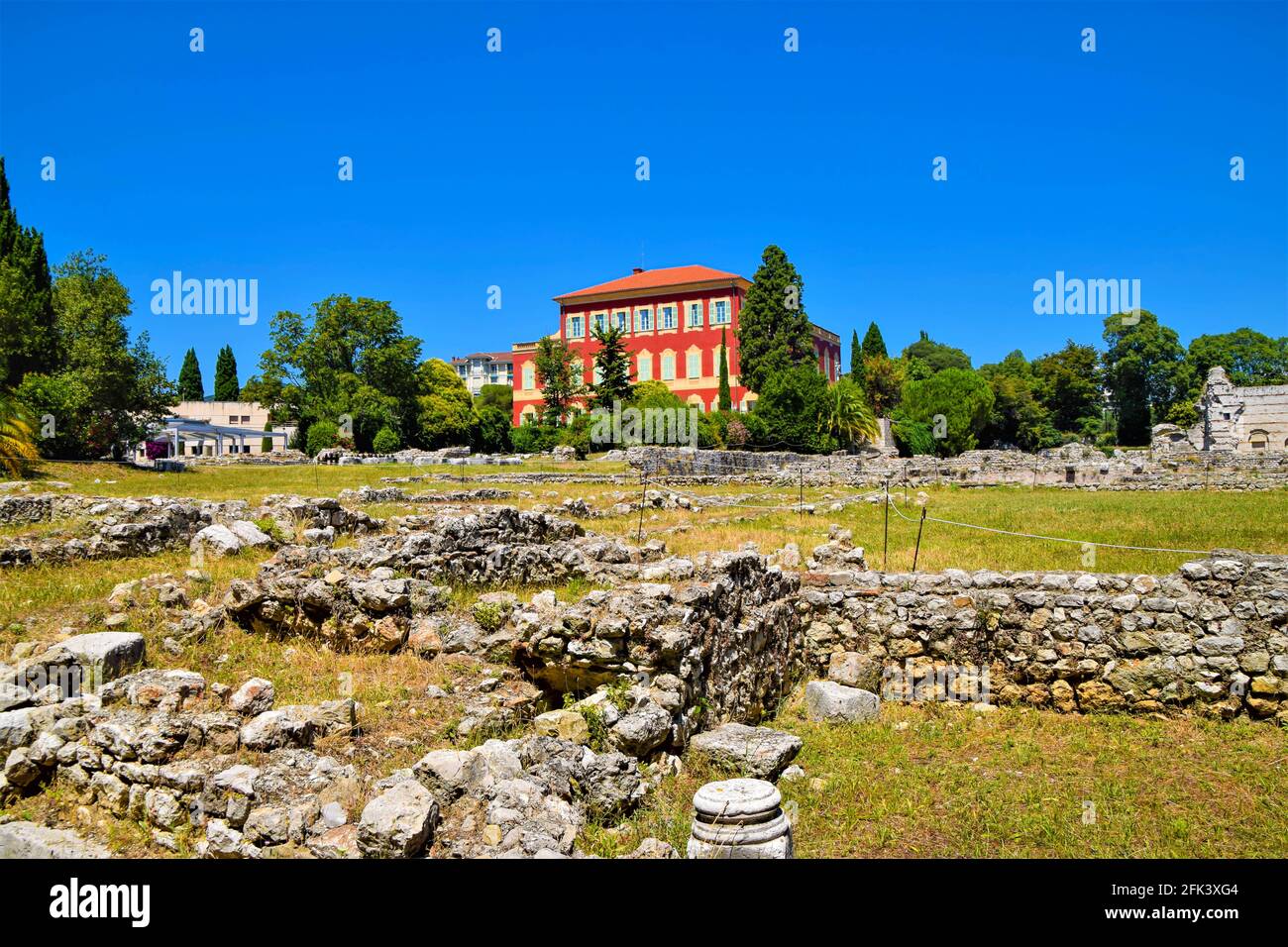 Ancient Roman baths ruins and Matisse Museum in Cimiez, Nice, South of ...