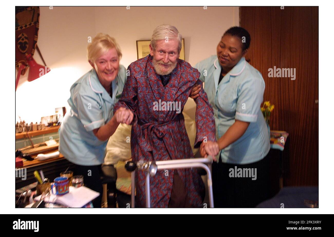 Mr. William Steele is helped by carer Lindsey Brown and Naome Chibamu ...