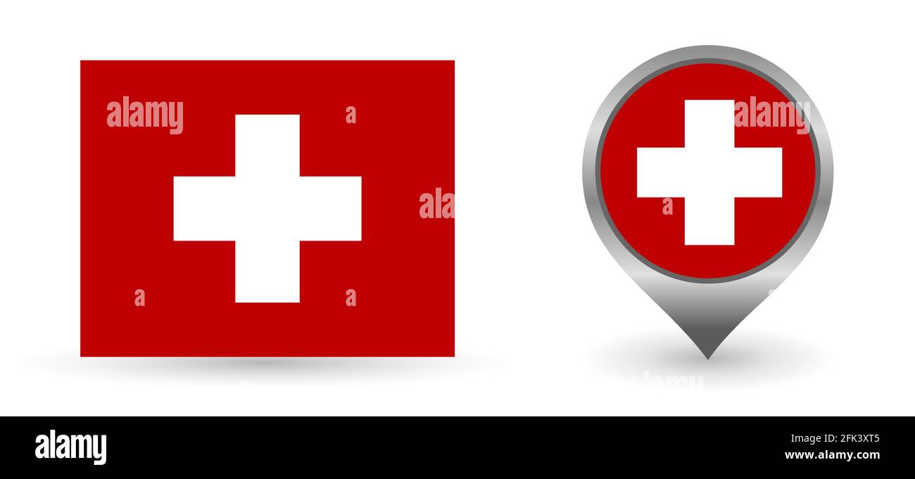 Vector flag Switzerland. Location point with flag Switzerland inside ...