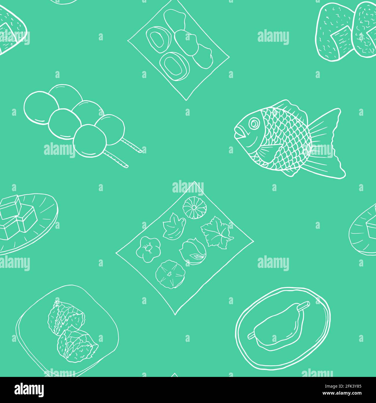 Japanese cuisine transparent seamless pattern. Design sketch element ...