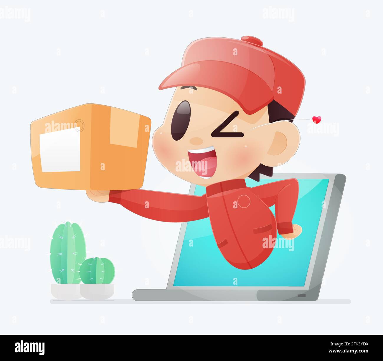 Delivery man brings a goods to a customer from notebook, Successful ...