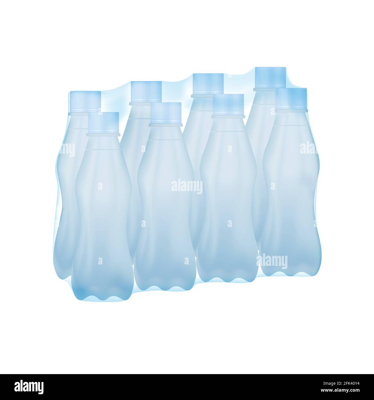 Packed of bottled water in plastic shrink wrapped package. Vector and ...