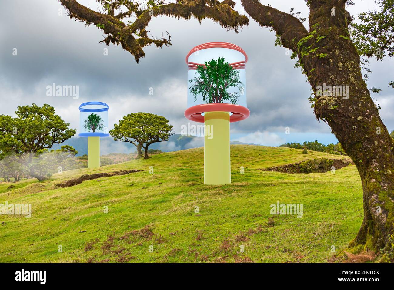 the tree nursery of the future in the mountainous landscape Stock Photo ...