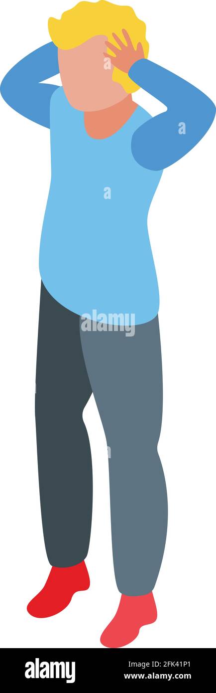 Disobedient scared boy icon. Isometric of Disobedient scared boy vector ...