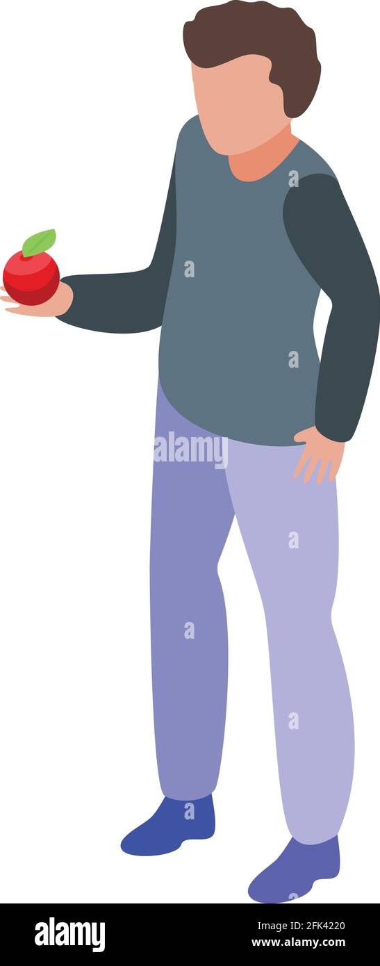 Boy take apple icon. Isometric of Boy take apple vector icon for web ...