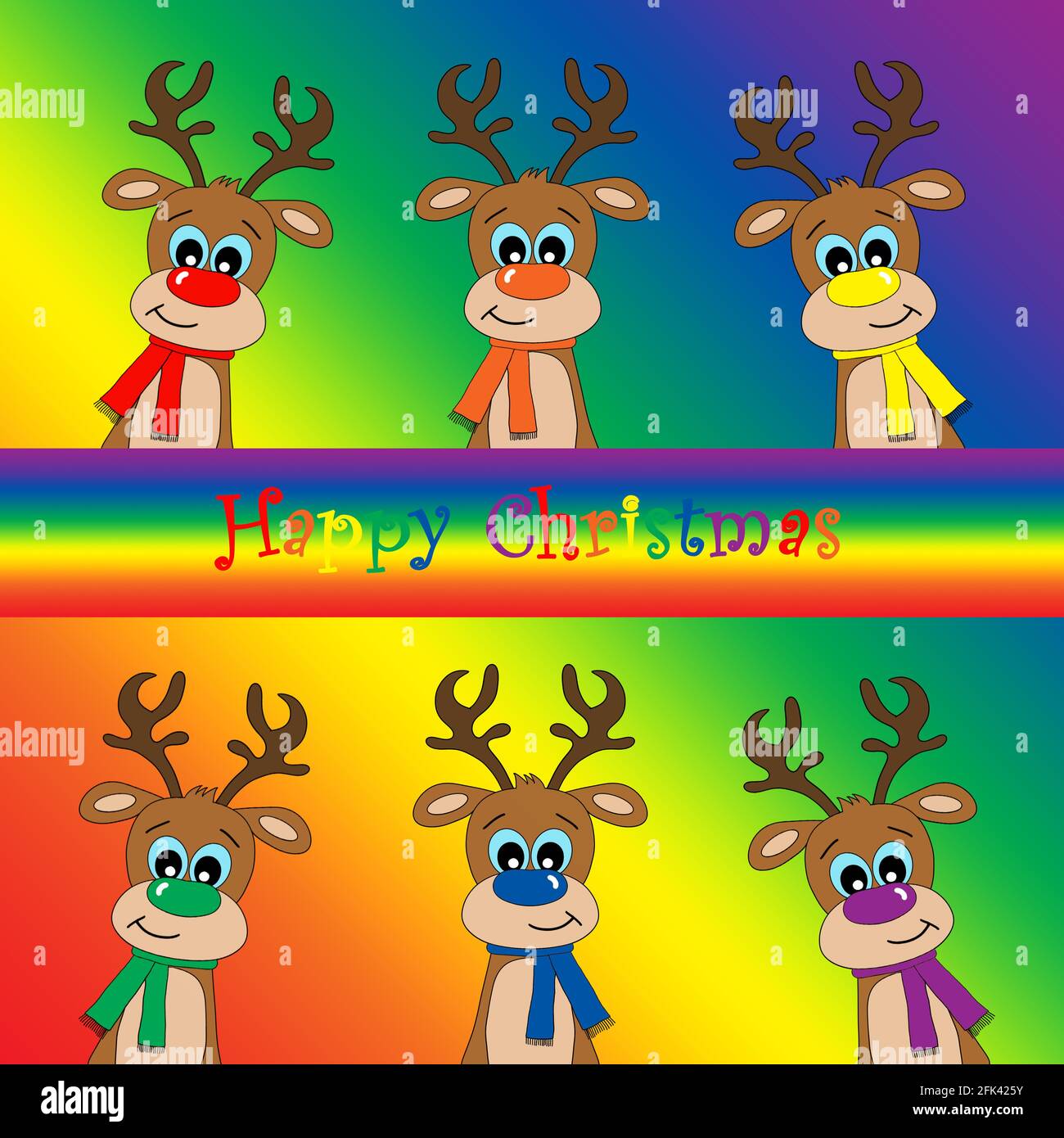 An illustration of cute hand drawn reindeer with noses and antlers in ...