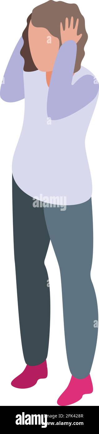 Girl headache icon. Isometric of Girl headache vector icon for web ...