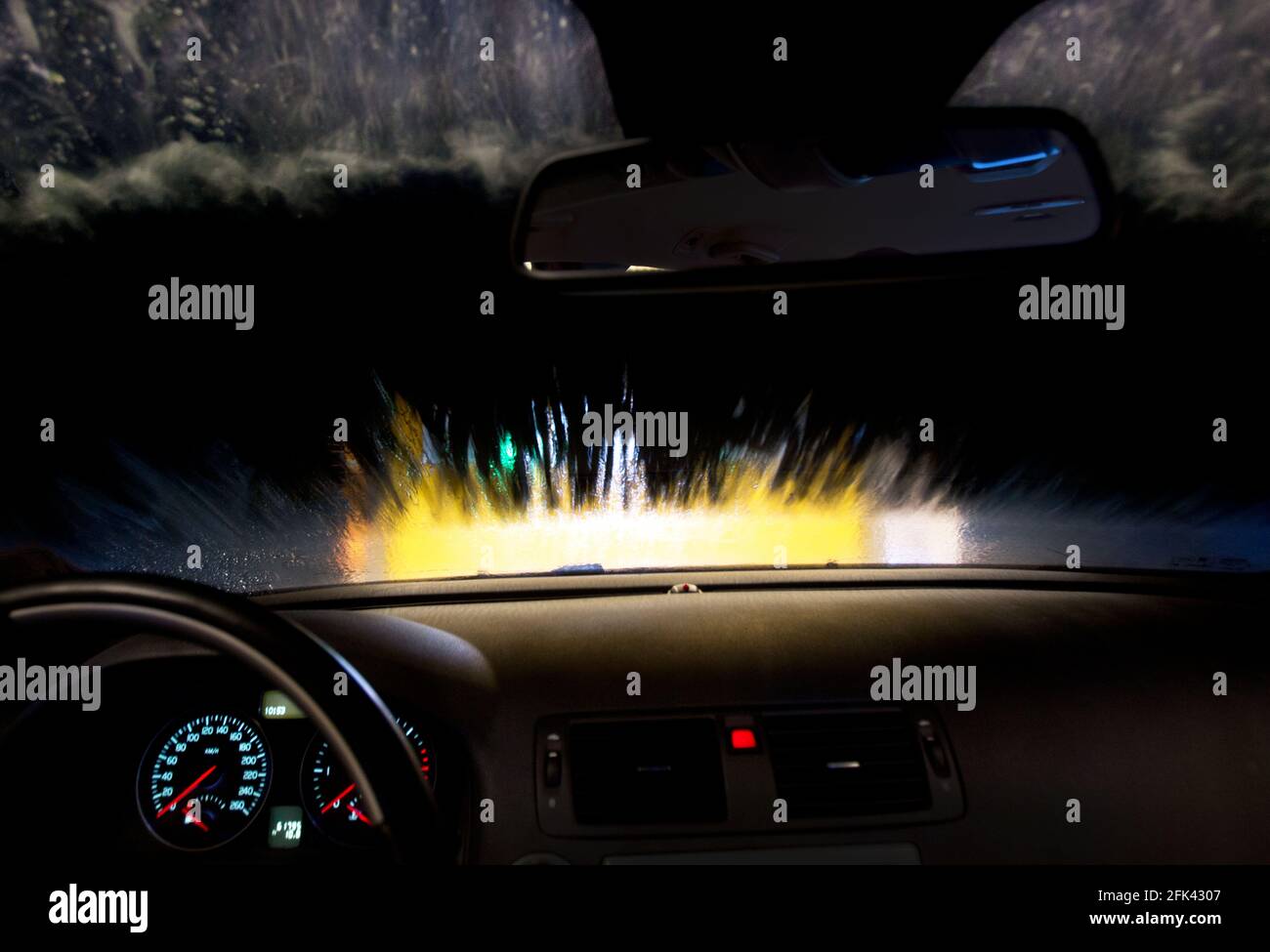 Inside a car during an automatic car wash Stock Photo - Alamy