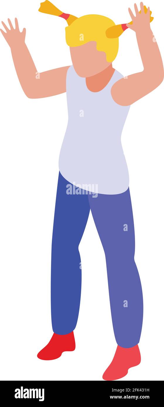 Disobedient small girl icon. Isometric of Disobedient small girl vector ...